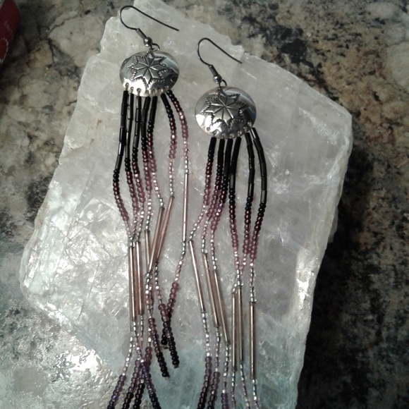Jewelry | Sterling Silver Concha Earrings With Seed Beads | Poshmark